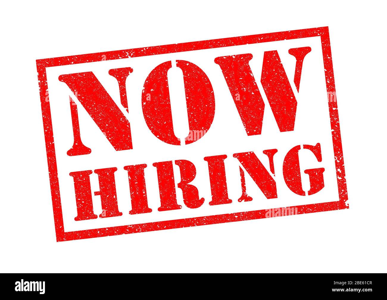NOW HIRING red Rubber Stamp over a white background Stock Photo - Alamy