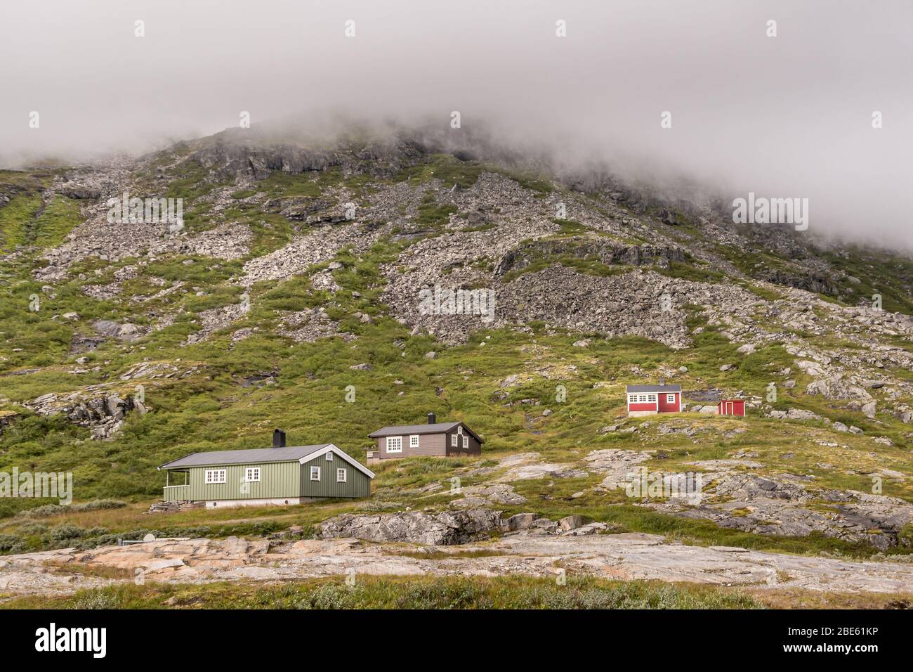 Traditional red wood cabin in northern Norway Stock Photo - Alamy