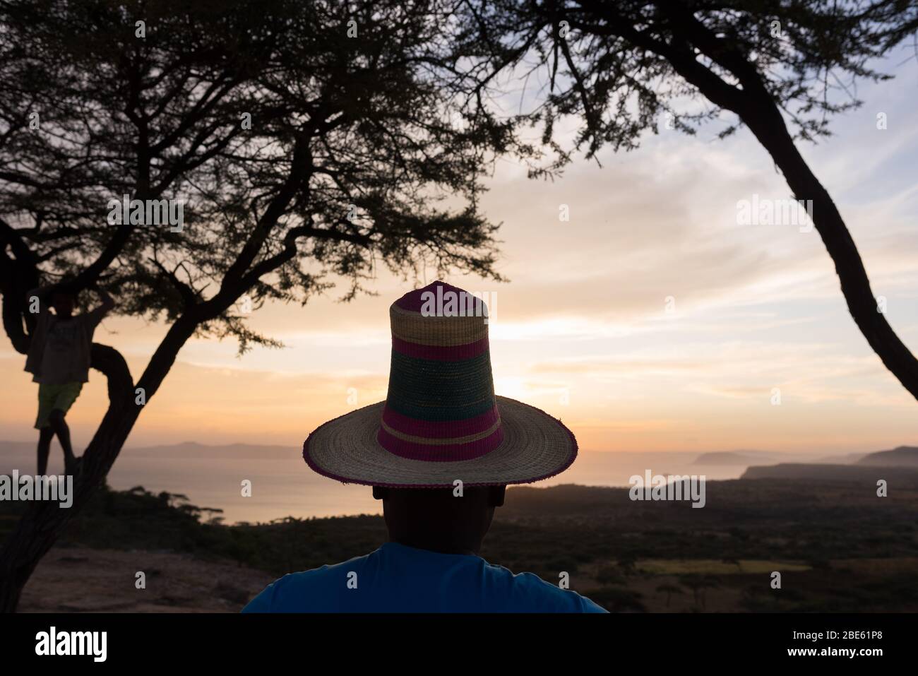 Watching the sunset ofer Lake Shalla, Abijata-Shalla National Park, Omo ...