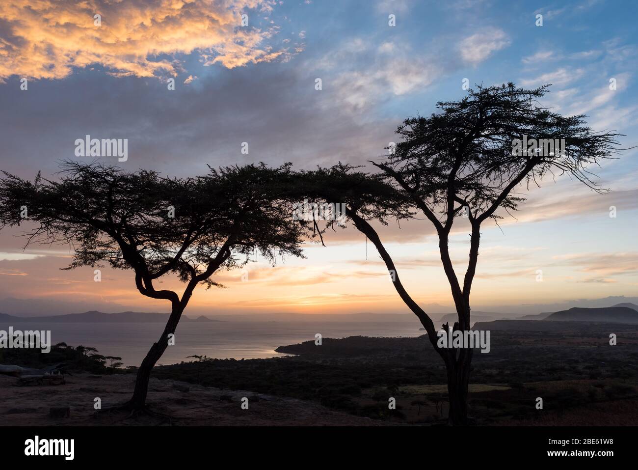 Sunset from bluff overlooking Lake Shalla, in Abijata-Shalla National ...