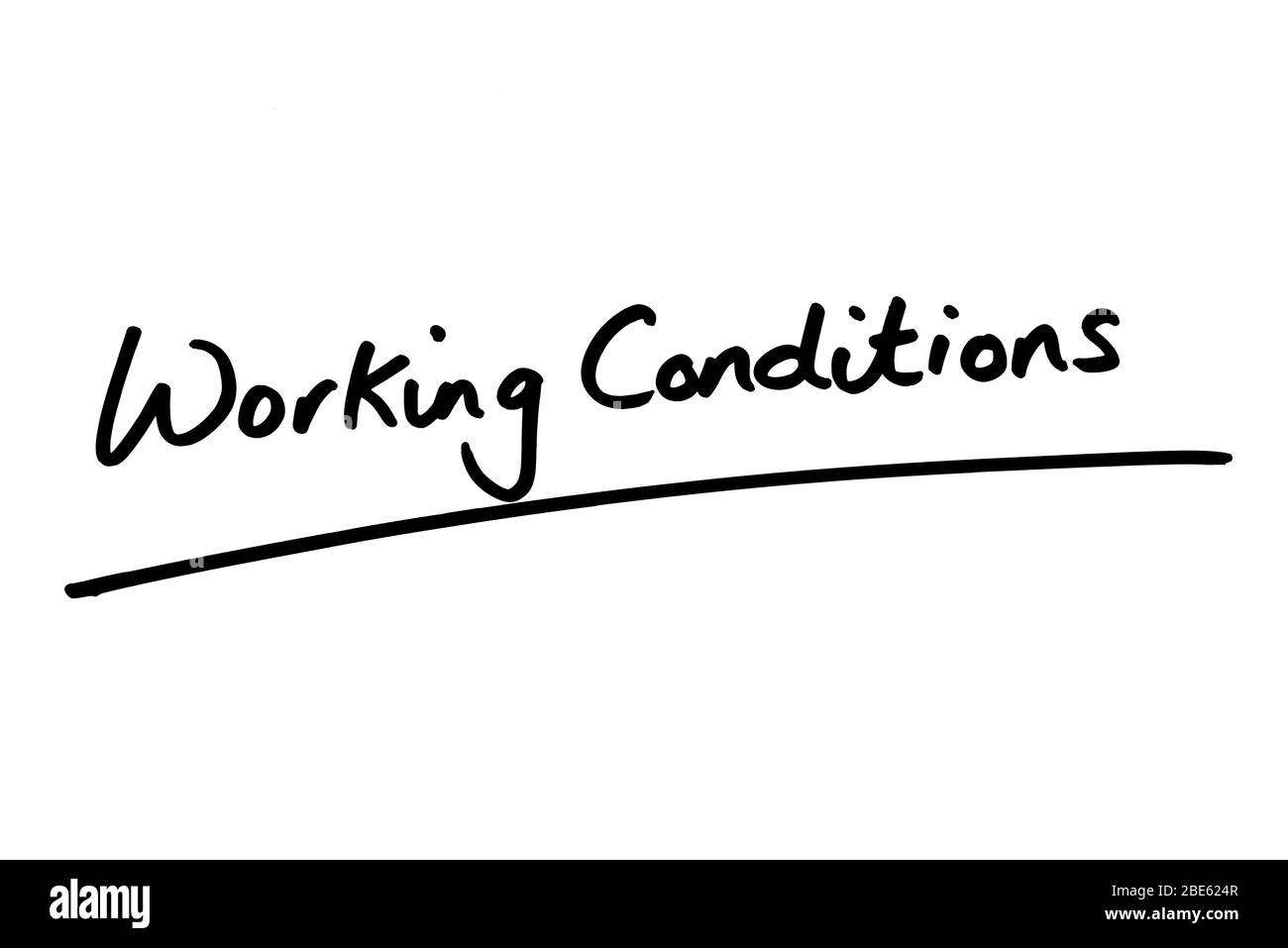 Working Conditions handwritten on a white background Stock Photo - Alamy