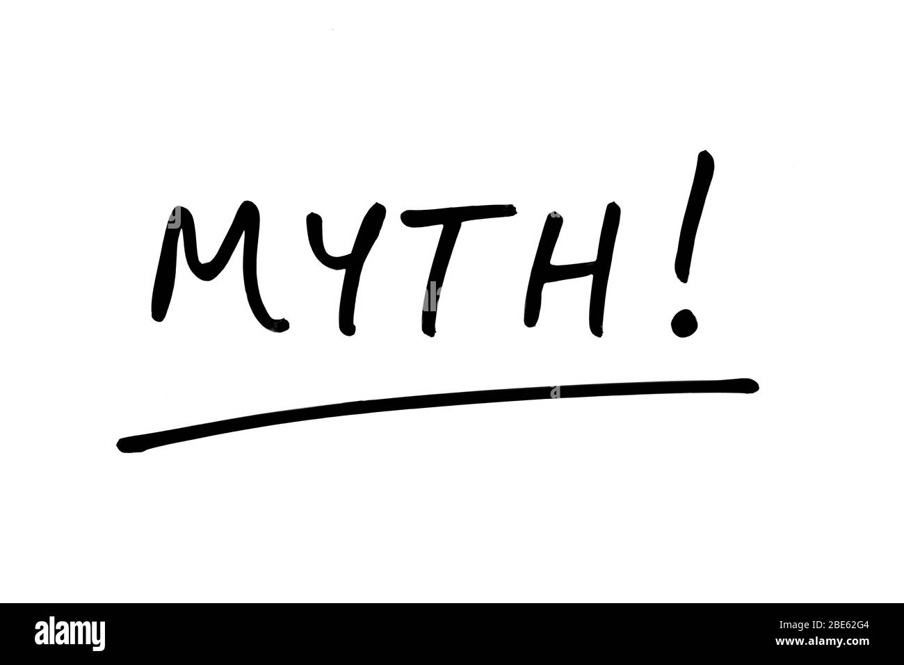 MYTH! handwritten on a white background Stock Photo - Alamy