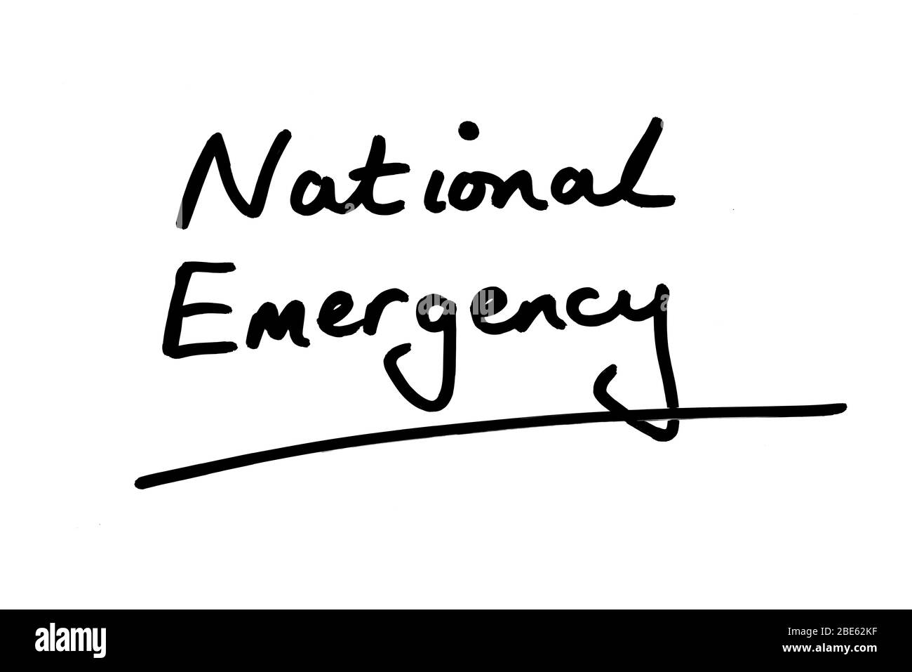 National Emergency handwritten on a white background Stock Photo - Alamy
