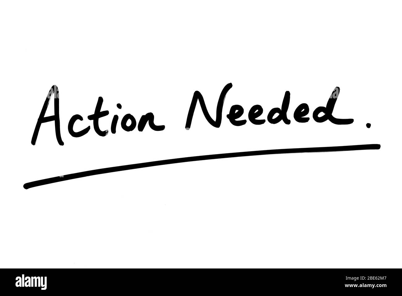 Action Needed handwritten on a white background Stock Photo - Alamy
