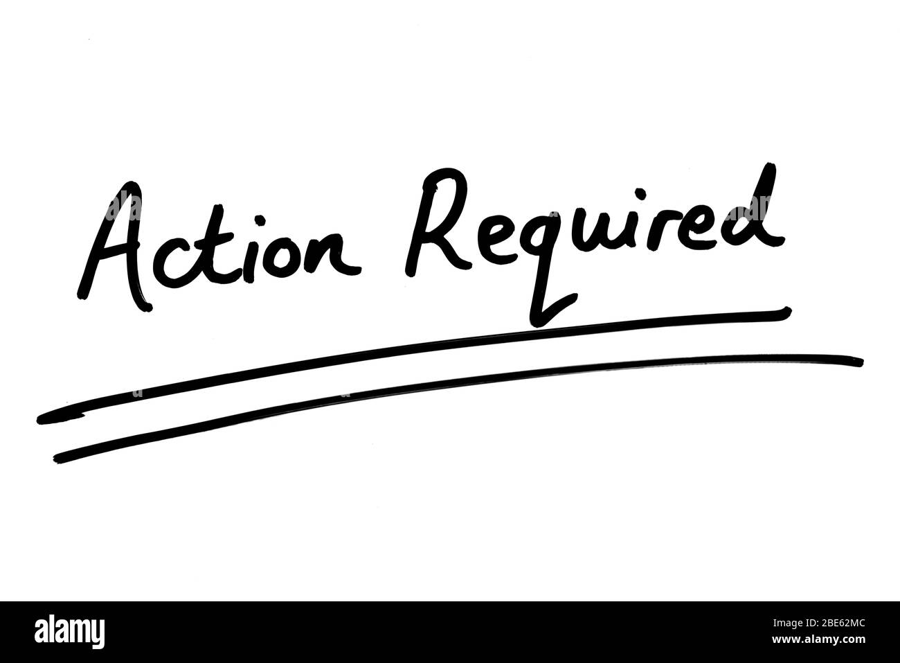 Action Required handwritten on a white background Stock Photo - Alamy