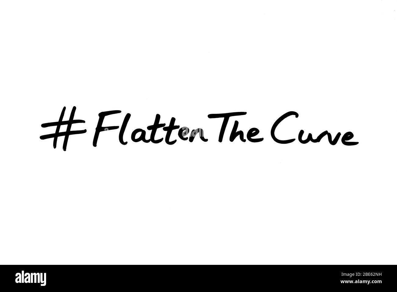 Hashtag Flatten The Curve handwritten on a white background Stock Photo ...