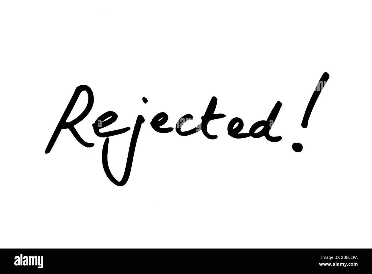 Rejected! handwritten on a white background Stock Photo - Alamy
