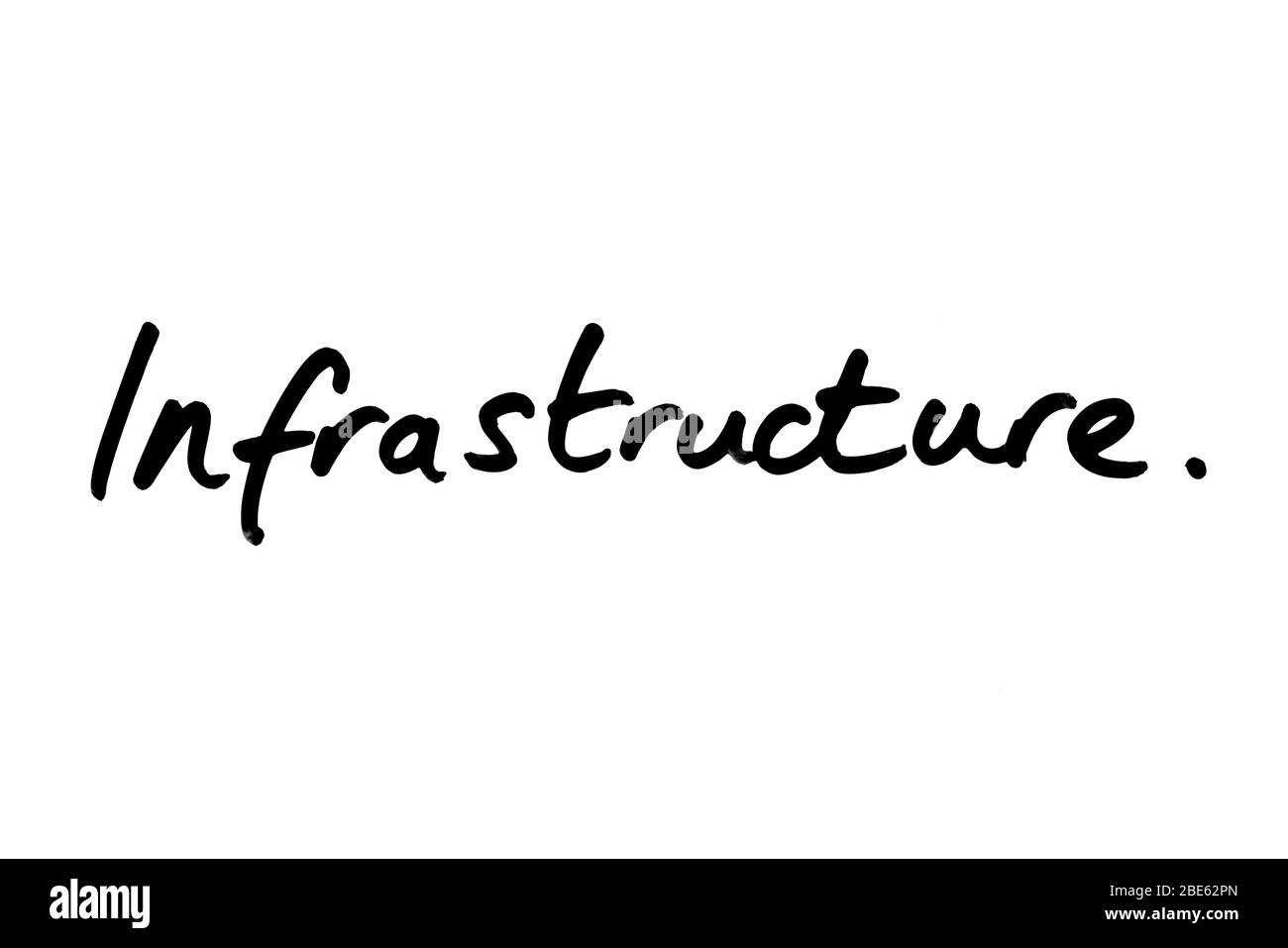 Infrastructure handwritten on a white background Stock Photo - Alamy