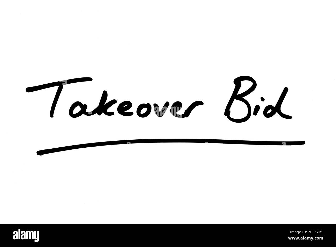 Takeover Bid handwritten on a white background Stock Photo - Alamy