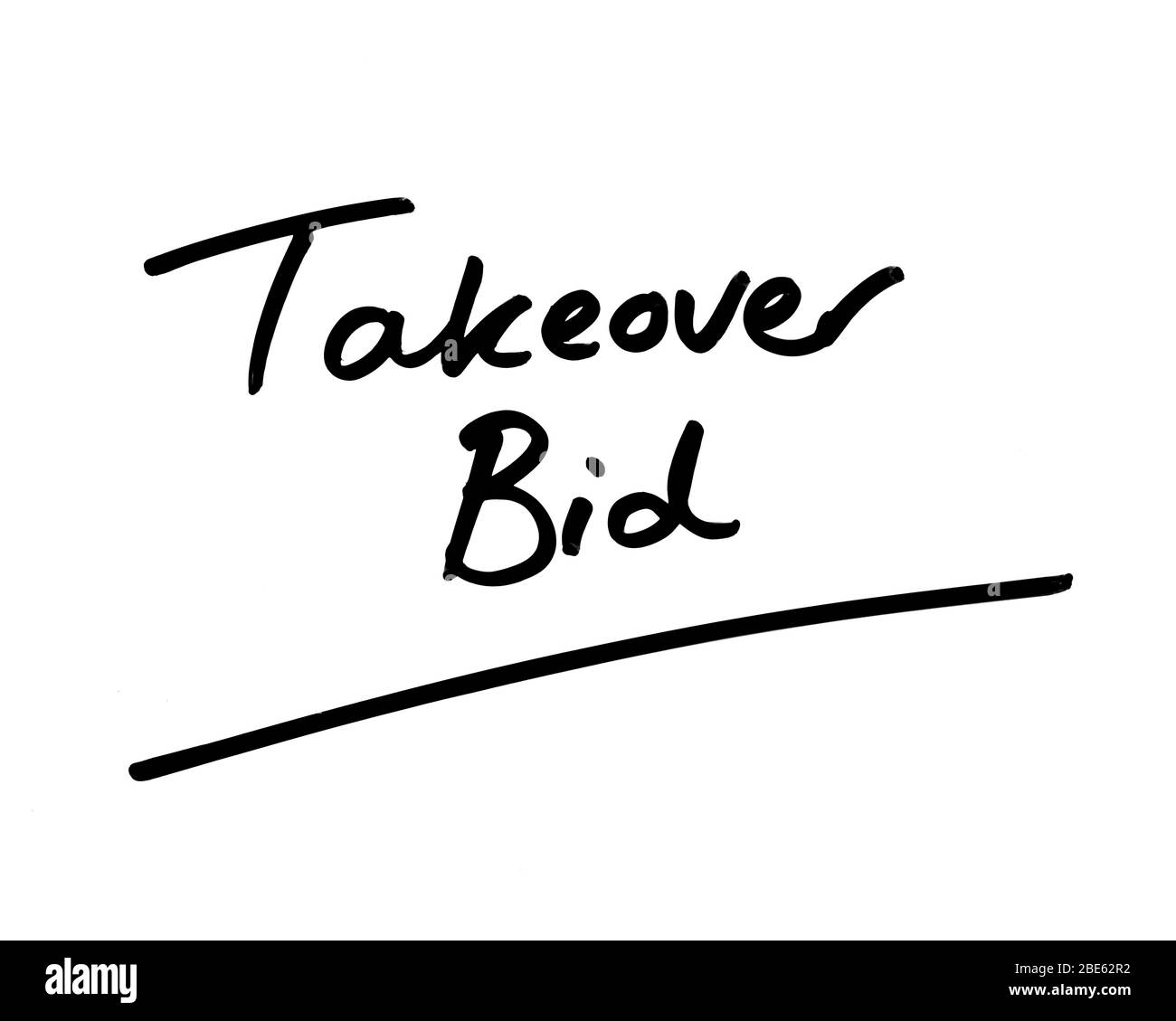 Takeover Bid handwritten on a white background Stock Photo - Alamy