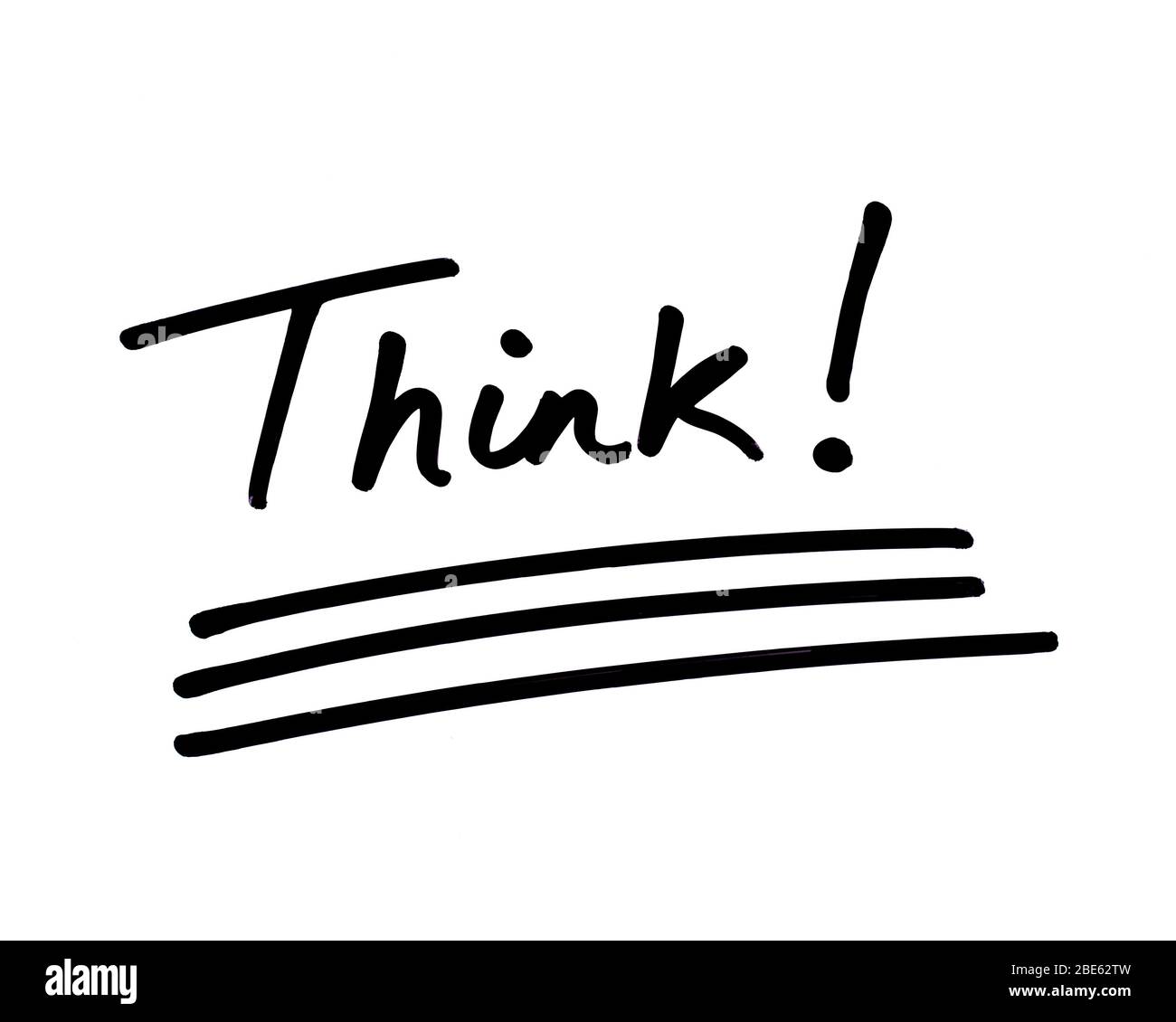 Think! handwritten on a white background Stock Photo - Alamy