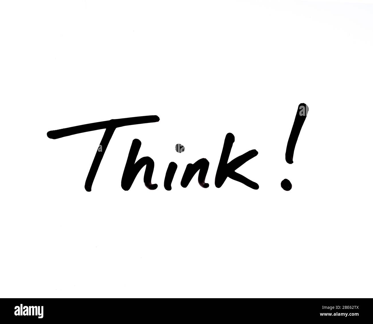Think! handwritten on a white background Stock Photo - Alamy