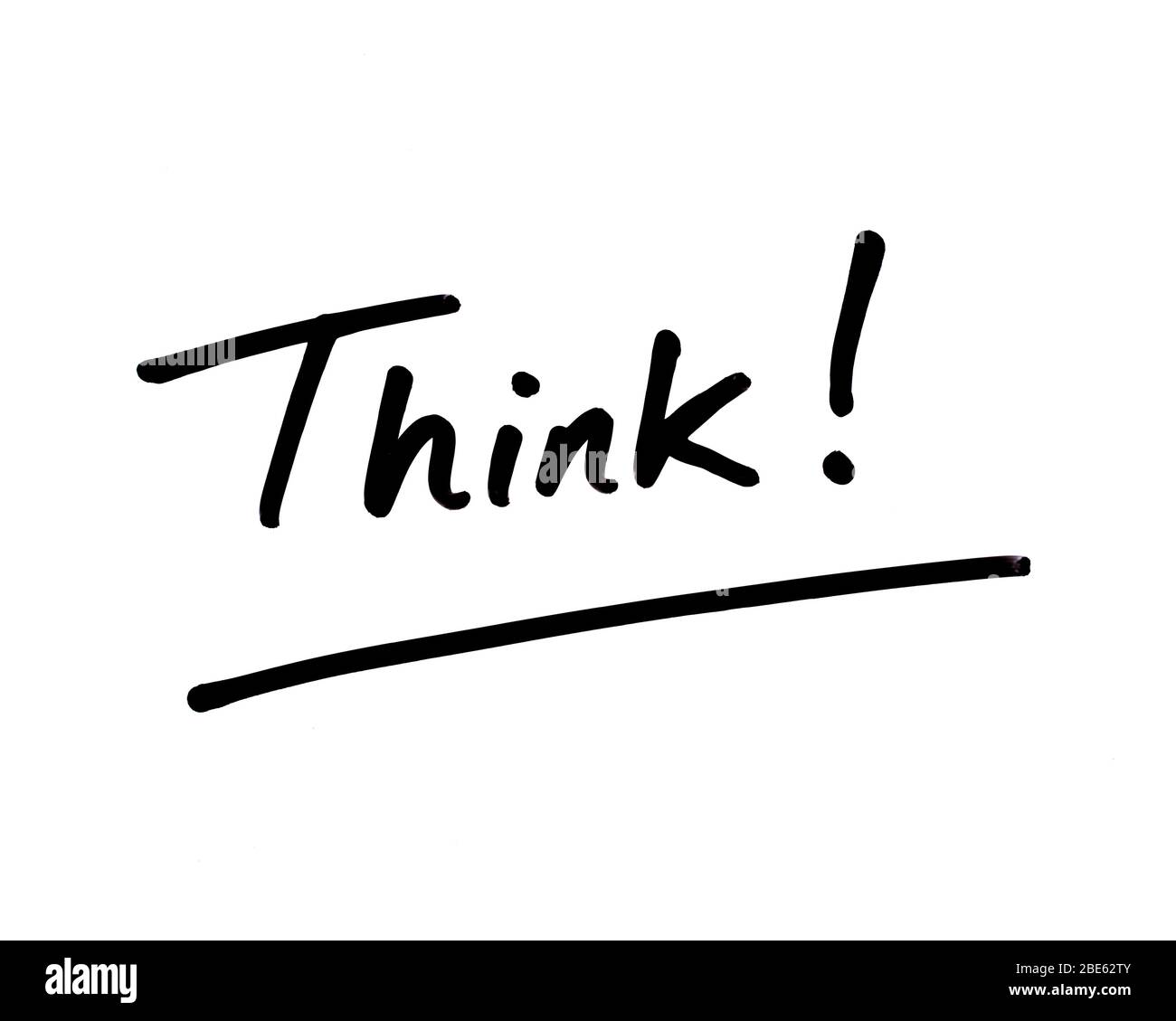 Think! handwritten on a white background Stock Photo - Alamy