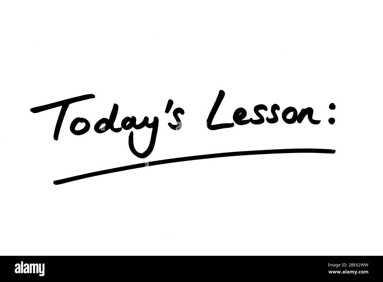 Todays Lesson heading handwritten on a white background Stock Photo - Alamy