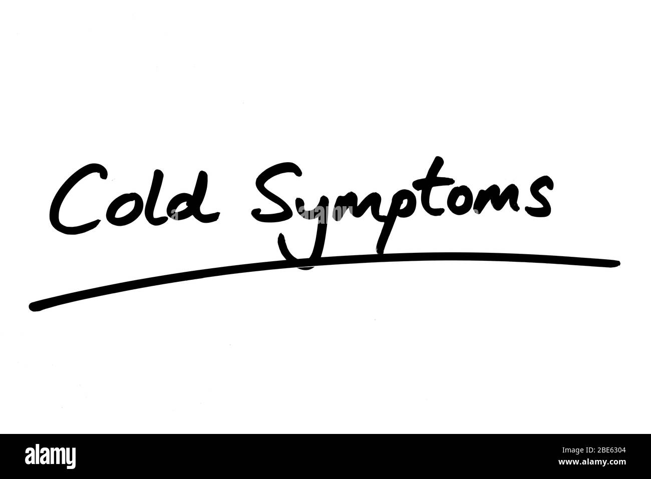 Cold Symptoms handwritten on a white background Stock Photo - Alamy