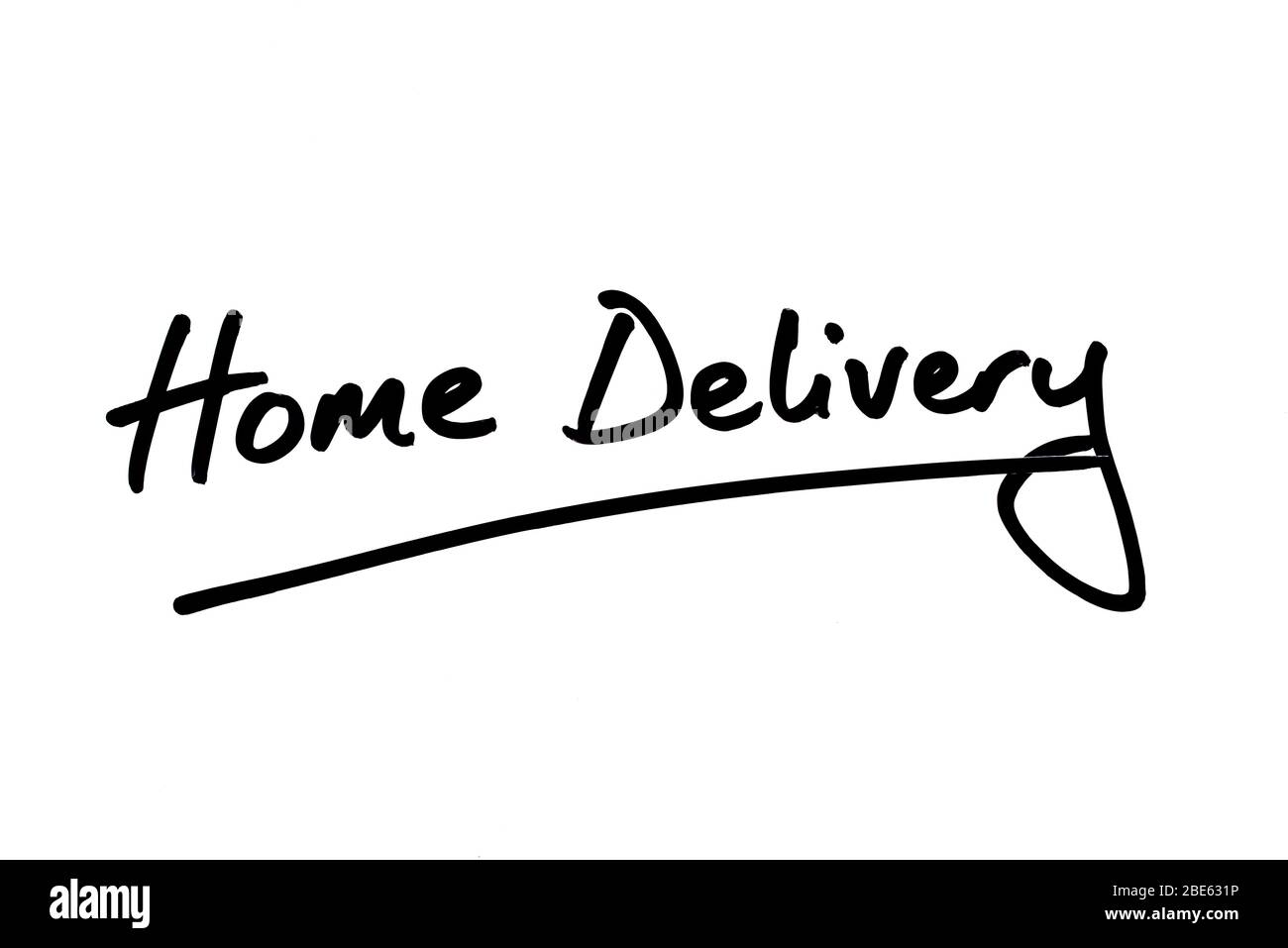 Home Delivery handwritten on a white background Stock Photo - Alamy