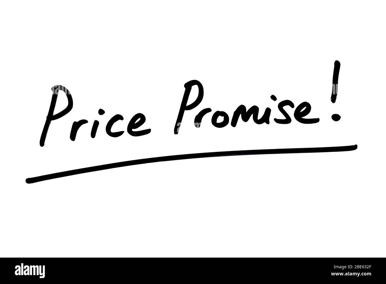 Price Promise! handwritten on a white background Stock Photo - Alamy