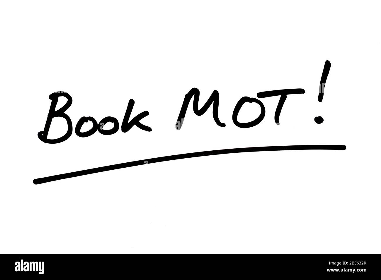 Book MOT! handwritten on a white background Stock Photo - Alamy