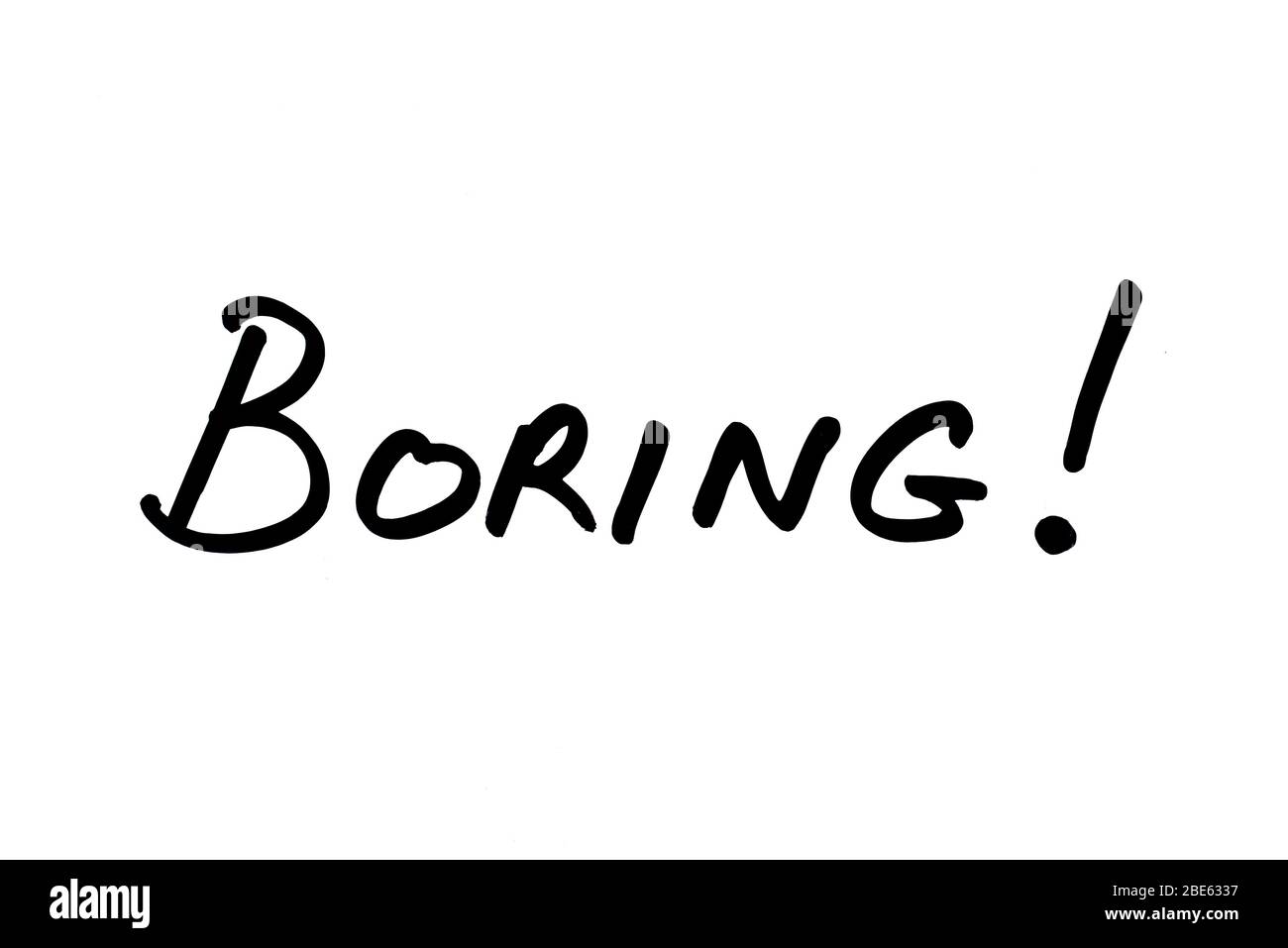 BORING! handwritten on a white background Stock Photo - Alamy