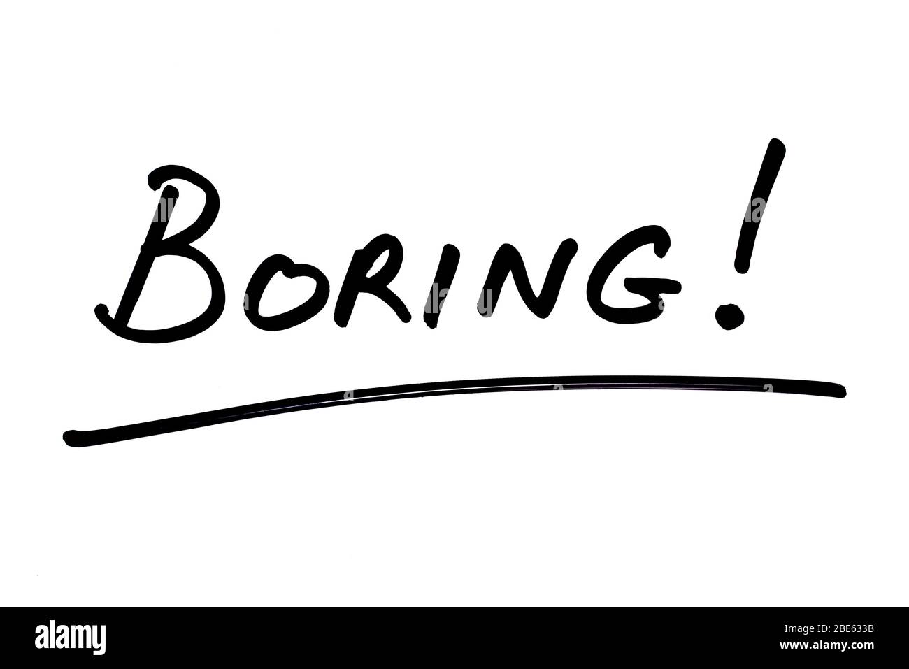 BORING! handwritten on a white background Stock Photo - Alamy