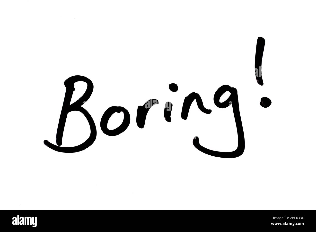 Boring! handwritten on a white background Stock Photo - Alamy