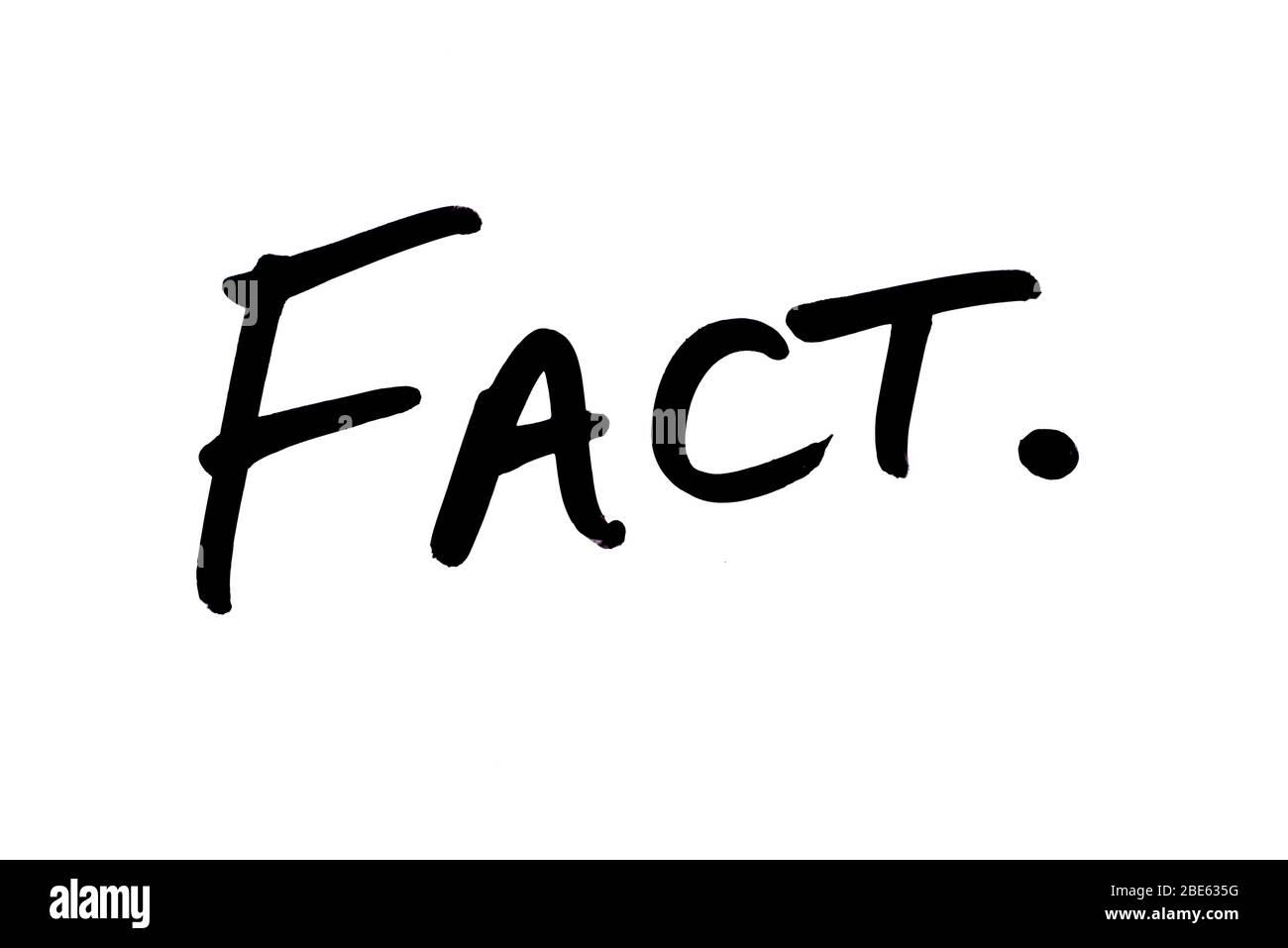 The word FACT handwritten on a white background Stock Photo - Alamy