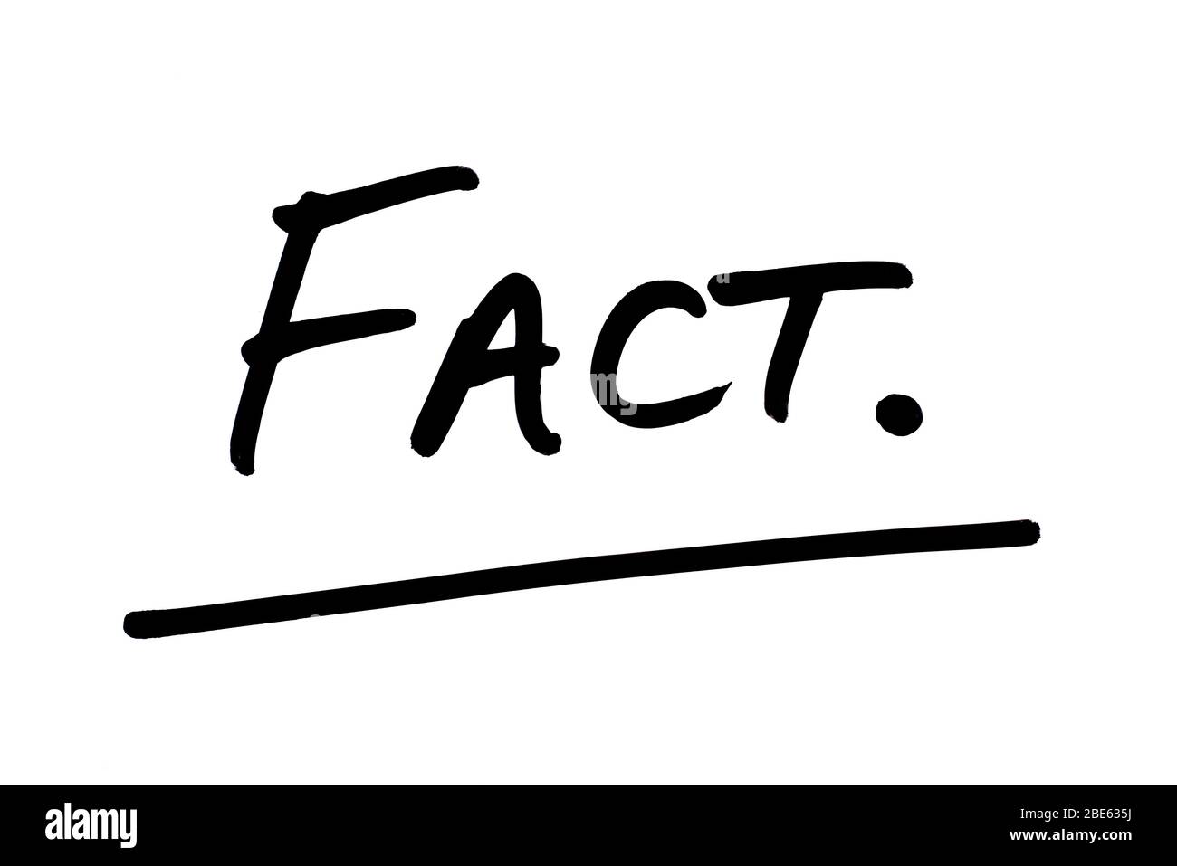 The word FACT handwritten on a white background Stock Photo - Alamy