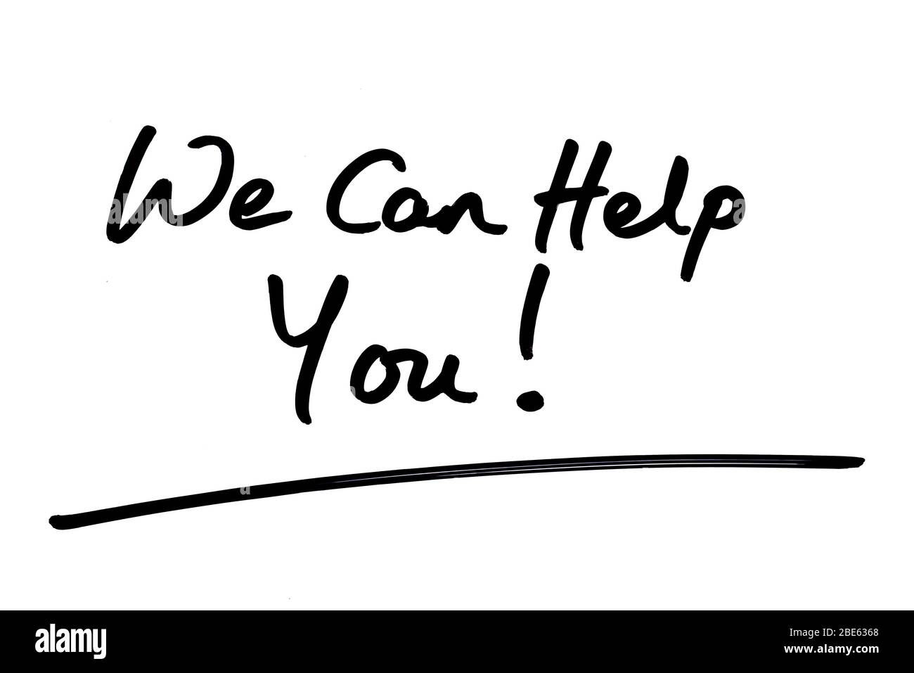 We Can Help You! handwritten on a white background Stock Photo - Alamy