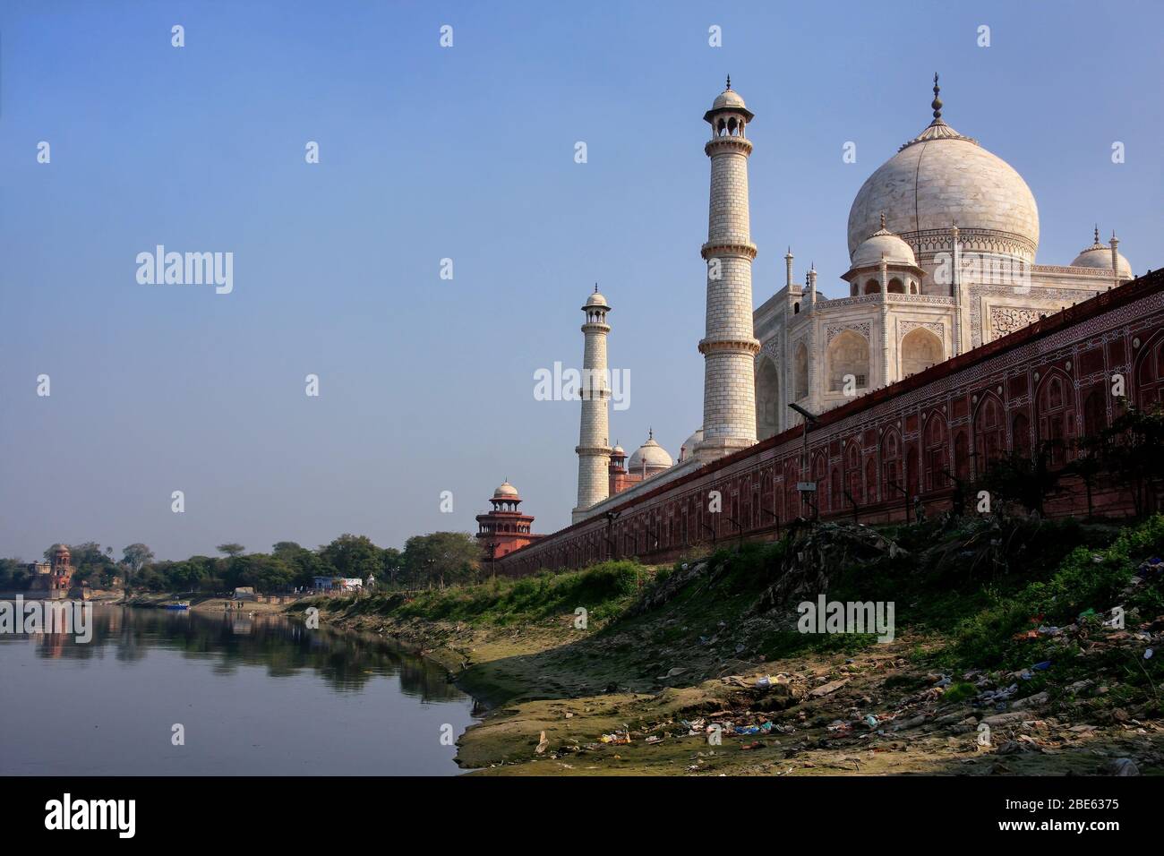 View of Taj Mahal from Yamuna river, Agra, Uttar Pradesh, India. Taj ...