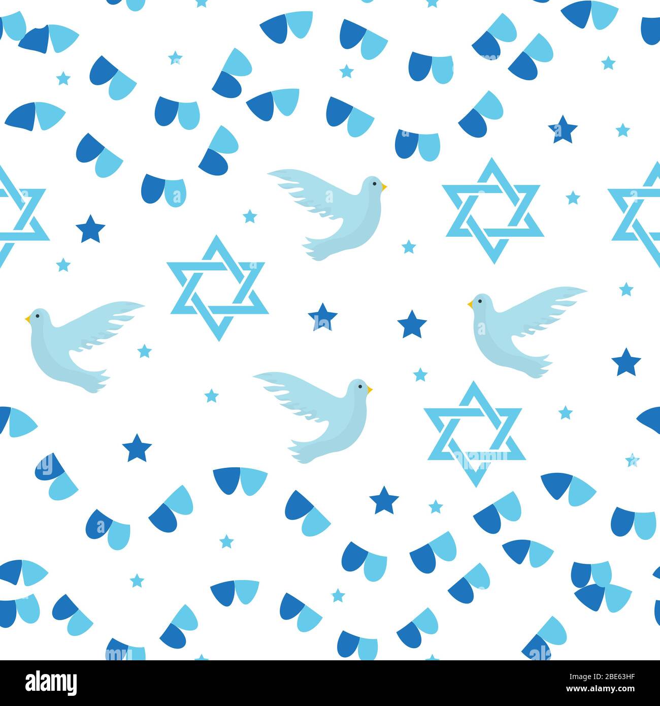 Happy Israel Independence Day seamless pattern with flags and bunting ...