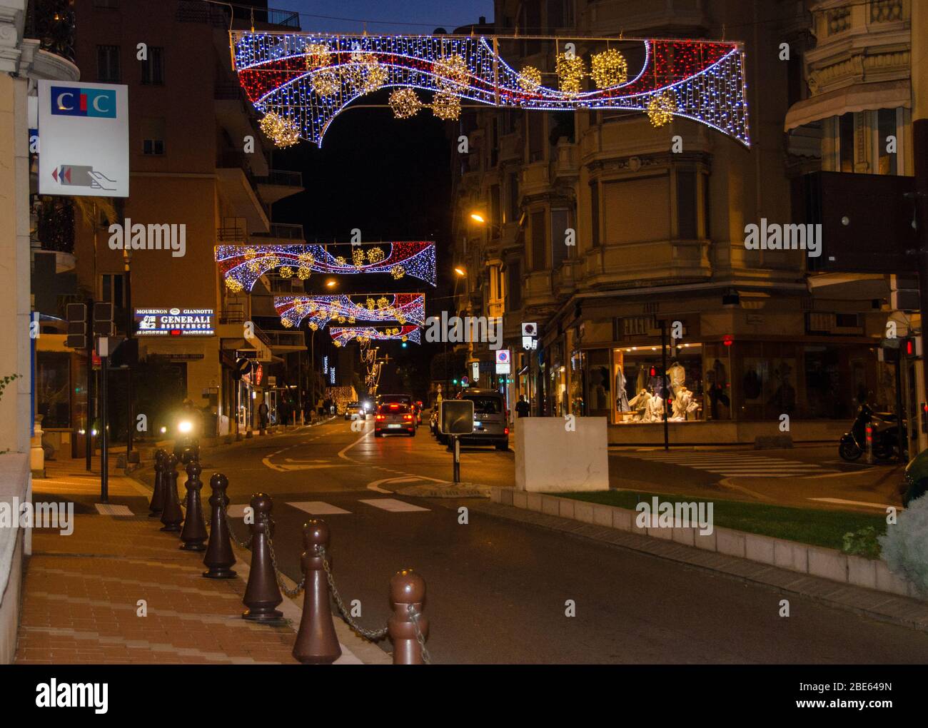 Night in Monte Carlo, High Street above Harbour, Monaco Stock Photo - Alamy