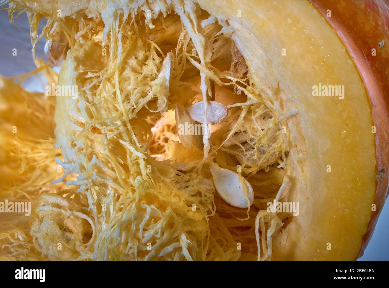 Pumpkin pulp close-up. Pumpkin seeds. Pumpkin in the cut Stock Photo ...