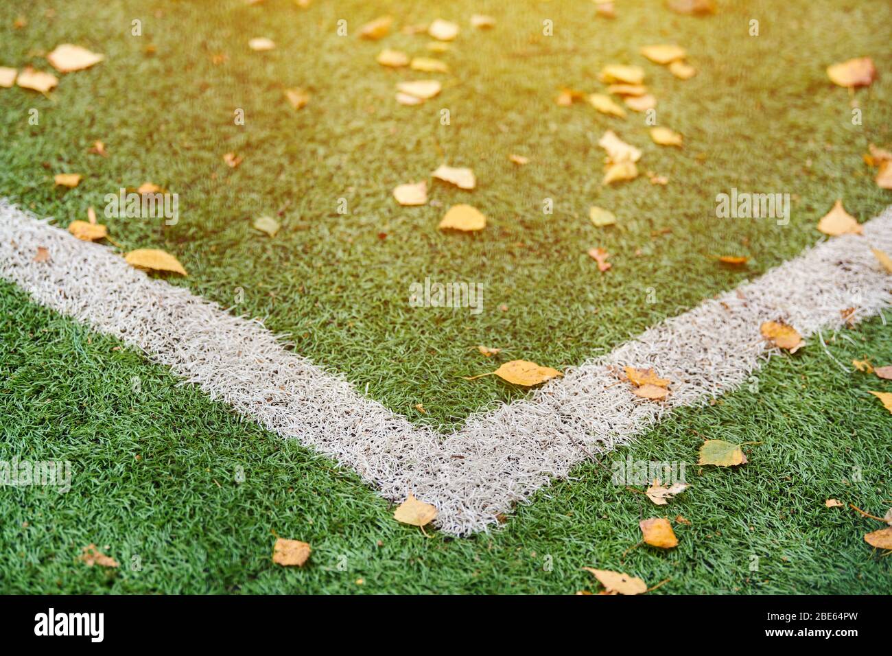 Artificial grass, sports field cover with marking. Artificial turf used ...