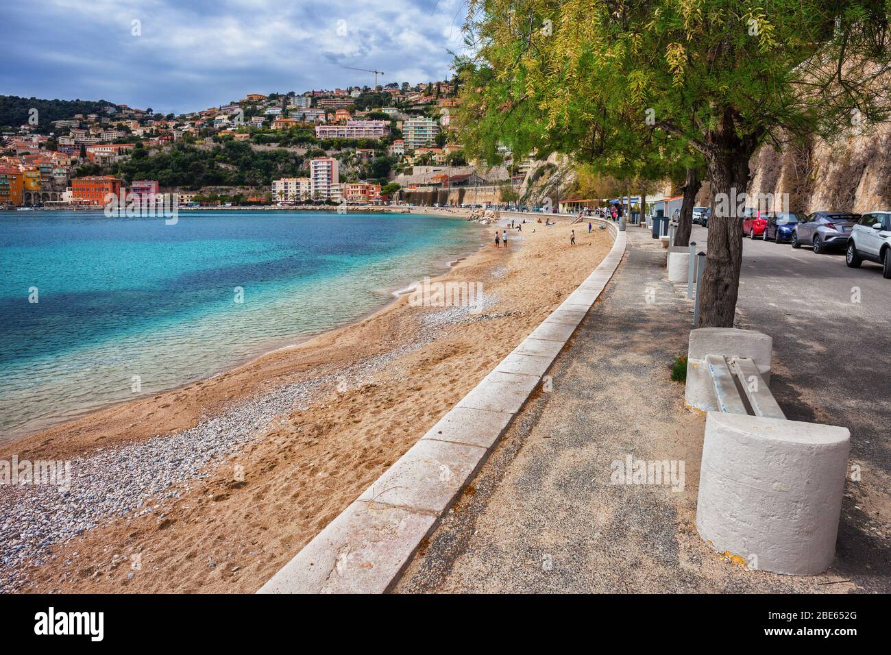 Villefranche sur Mer resort village in France, beach and the sea on ...