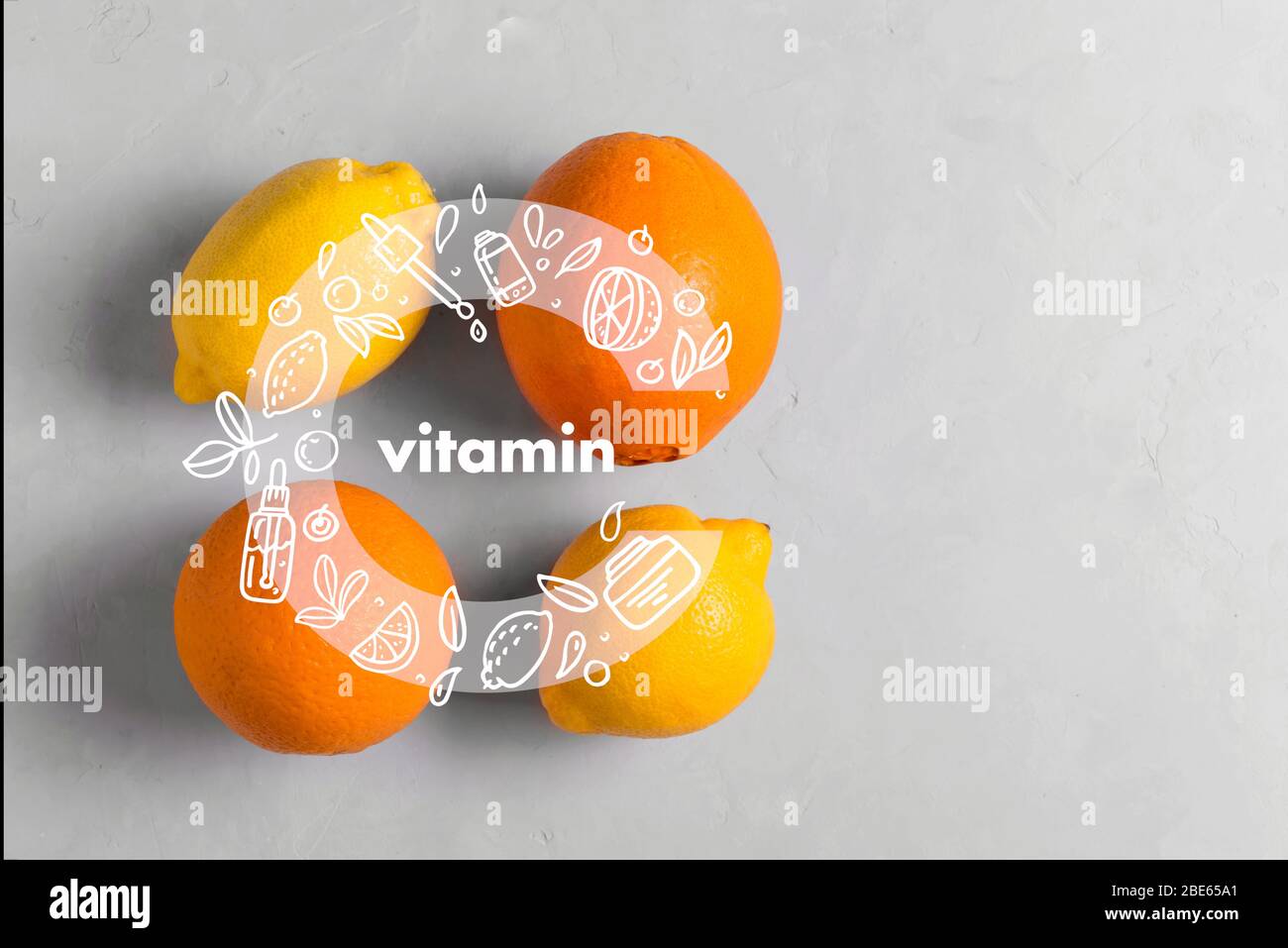 Lemon and letter C on a yellow background. Concept of Vitamin C Doodle ...