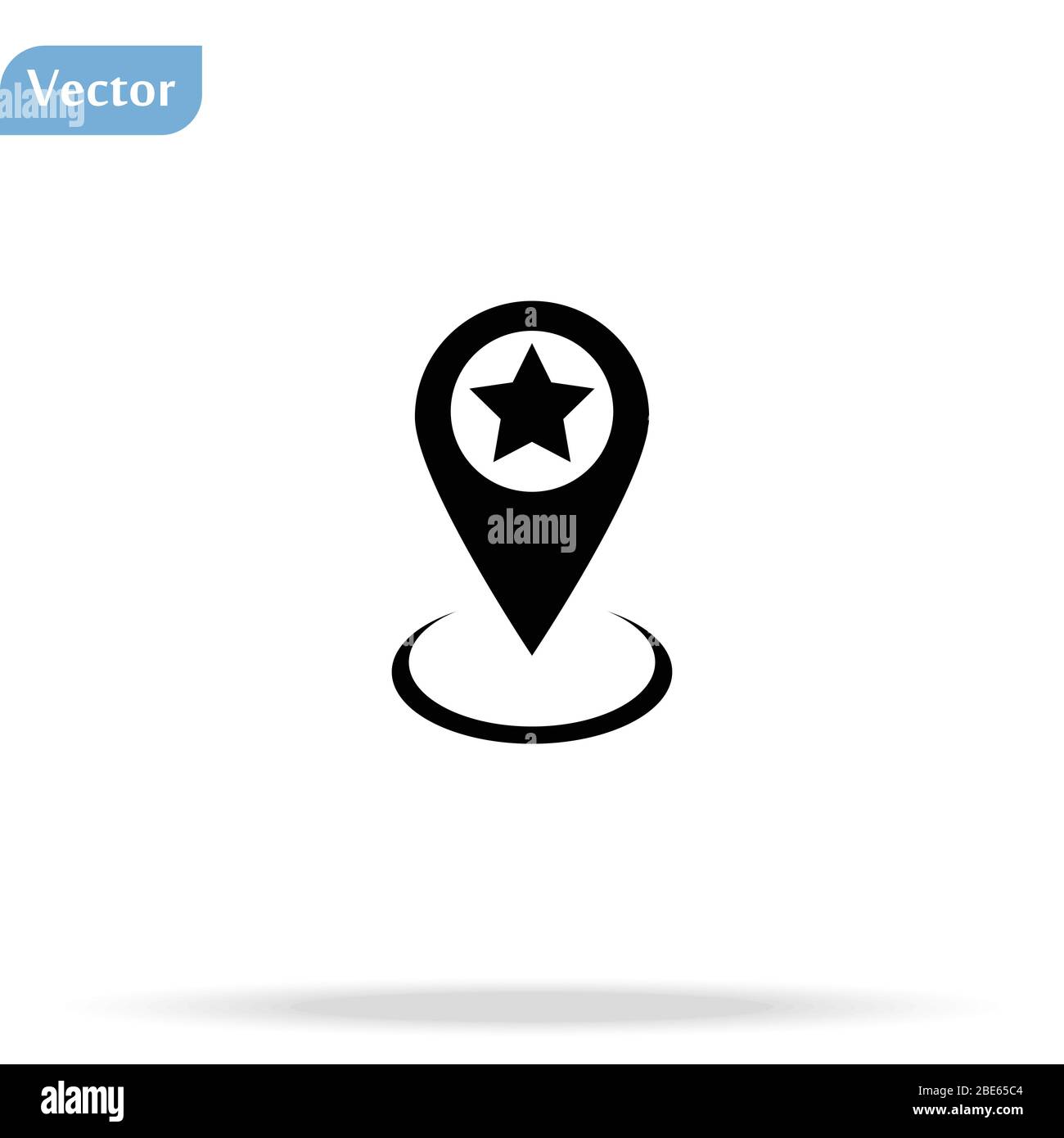 Map pointer star icon vector, filled flat sign, solid pictogram ...