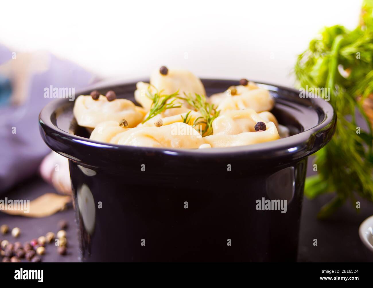 Homemade russian pelmeni meat dumplings italian ravioli in the small ...