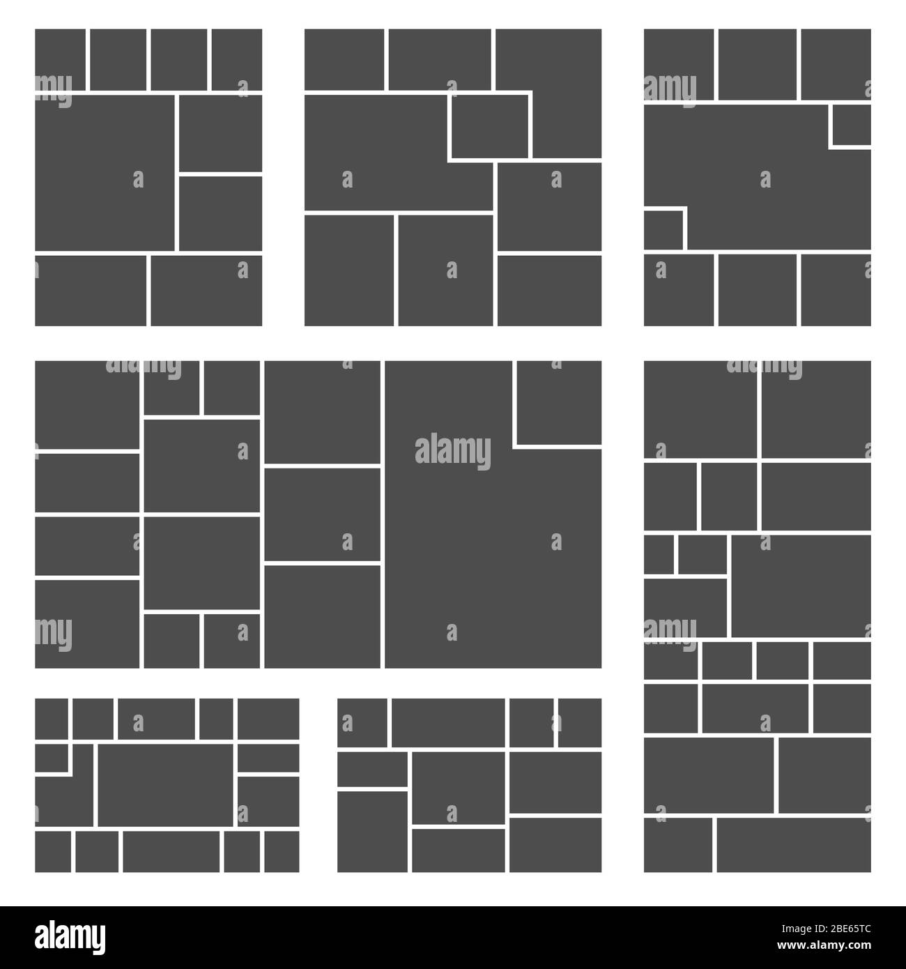 Set of square or rectangle photo collage templates. Photos grid picture ...