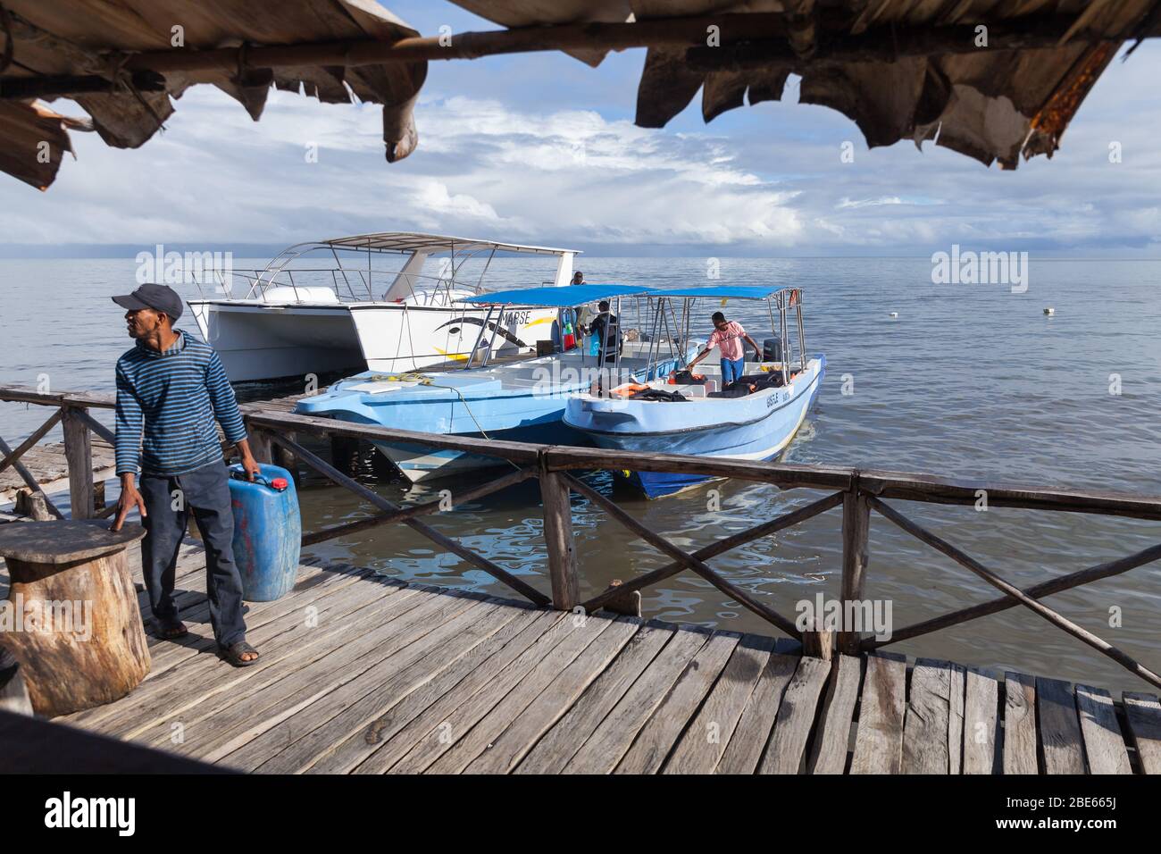 Capitan, Dominican Republic - January 7, 2020: Wooden pier on the coast ...