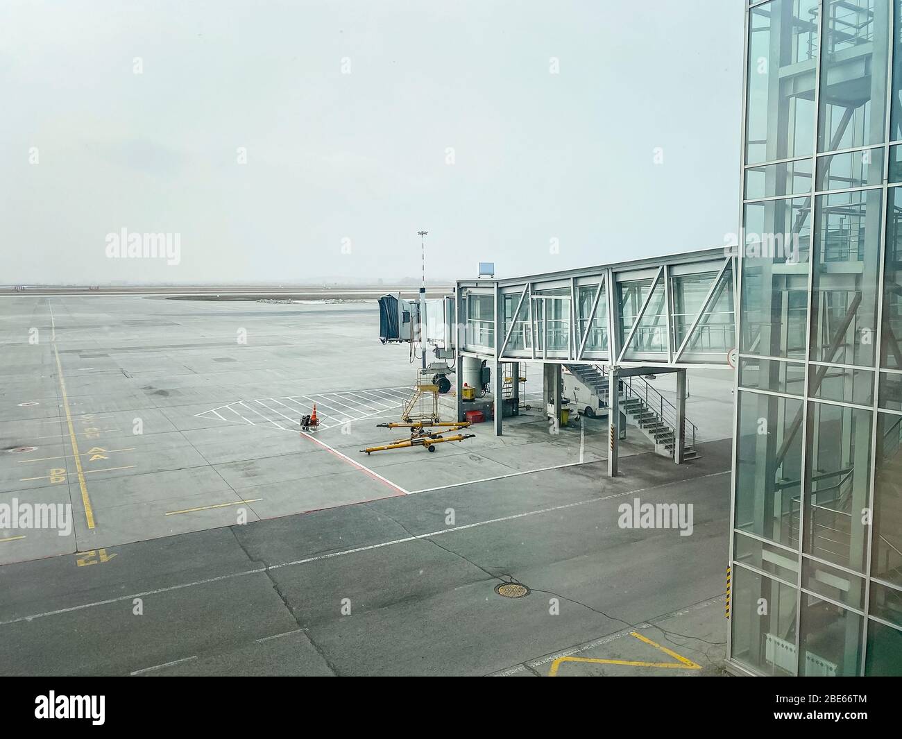 Transparent corridor for passengers to board the plane and telescopic ...