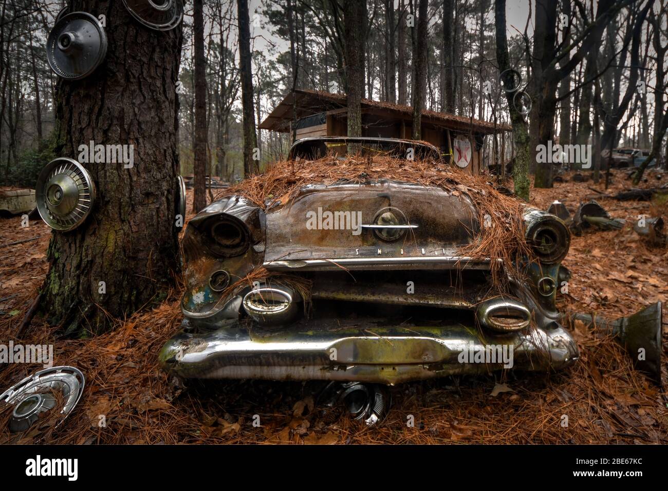 Vintage cars in a car graveyard Stock Photo - Alamy
