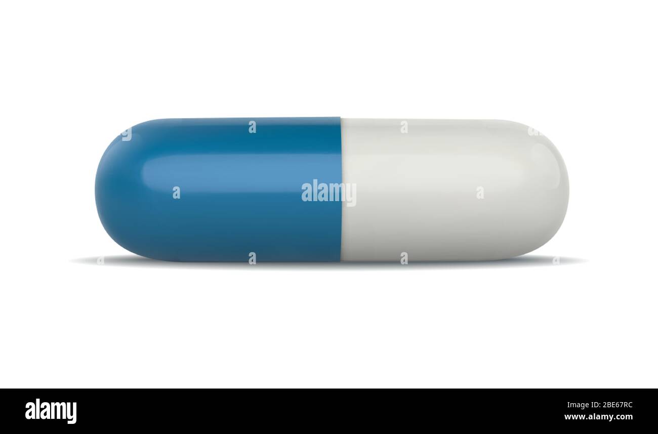 3d realistic white medical pill, top view. Design template of pills ...