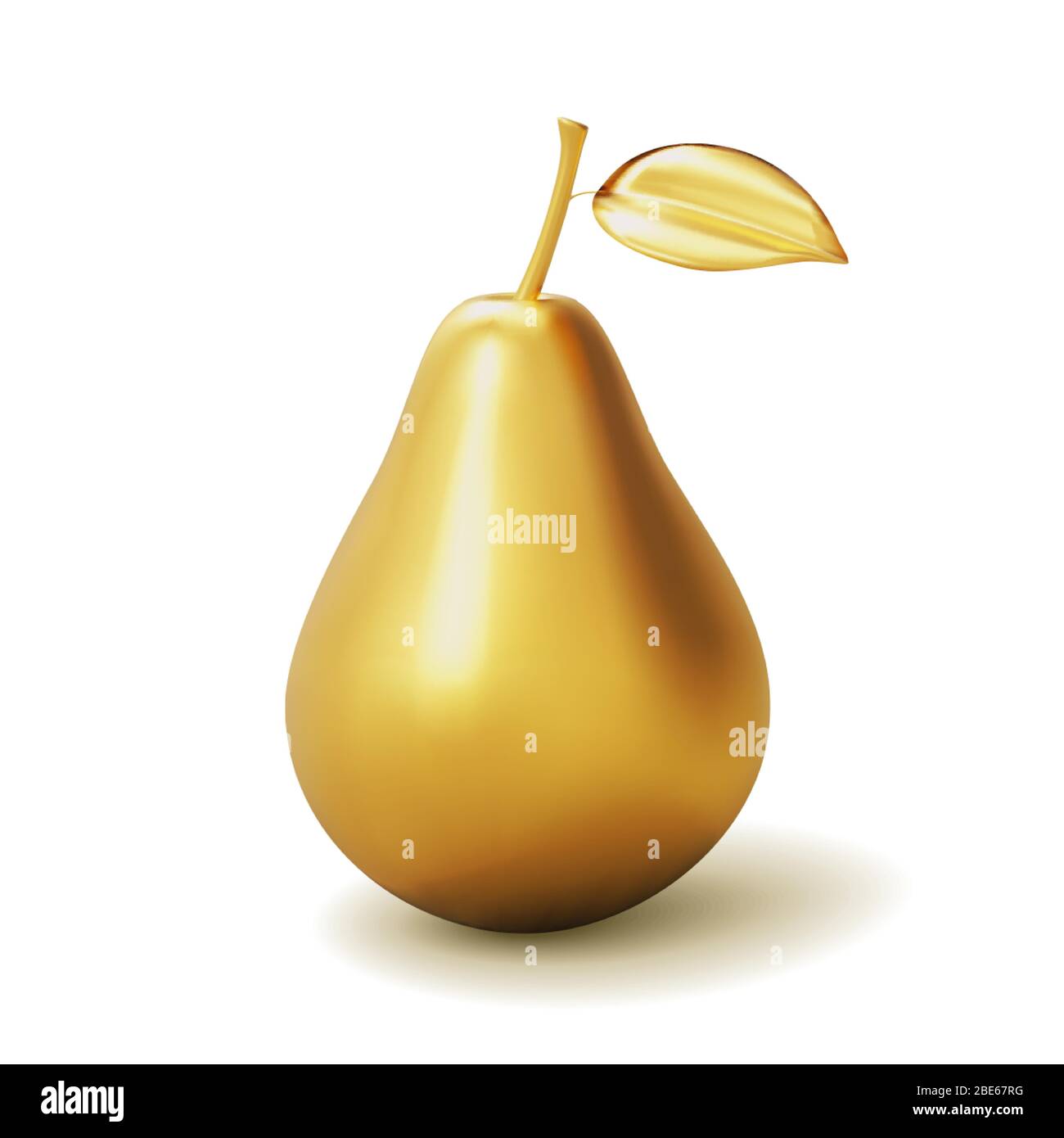 Realistic golden pear isolated on white background. 3D template for ...