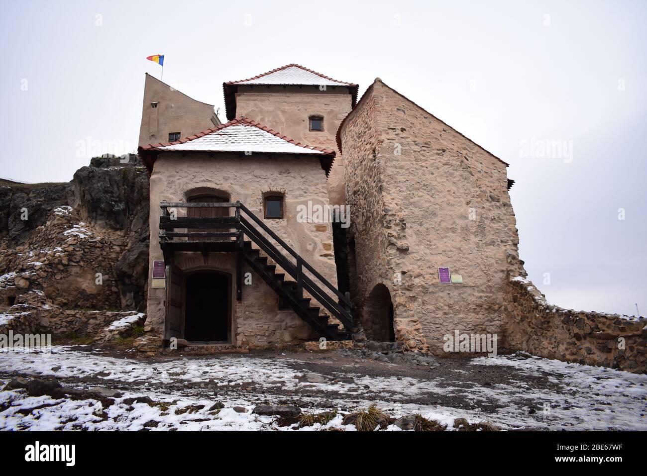 Wall and building of Rupea citadel fortress in Rupea Stock Photo - Alamy