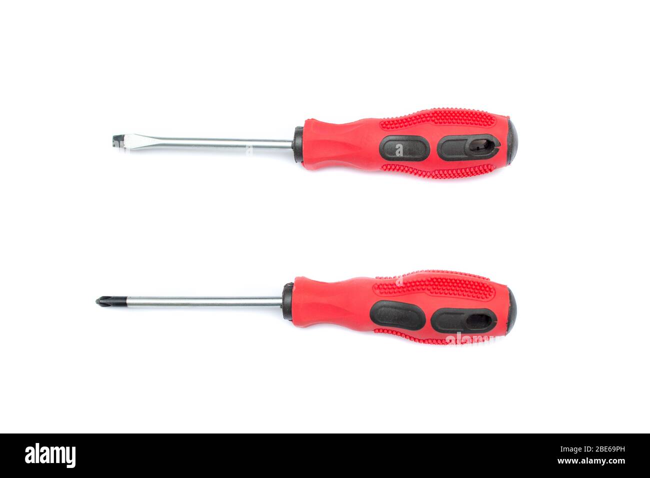 Black and red screwdriver isolated on white background. Screwdriver for ...