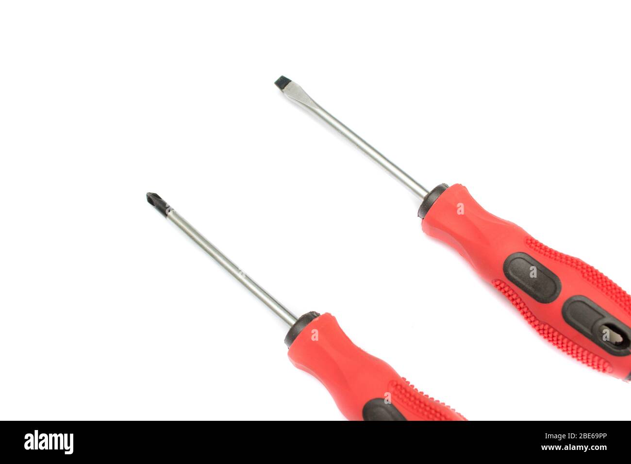 Black and red screwdriver isolated on white background. Screwdriver for ...