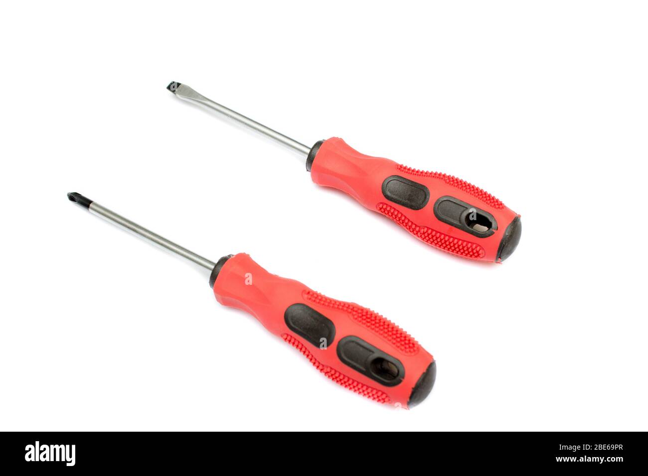 Black and red screwdriver isolated on white background. Screwdriver for ...