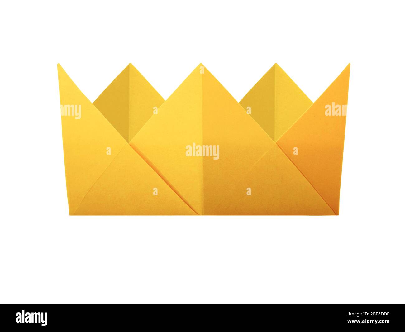 Origami paper crown golden on a white background Stock Photo - Alamy