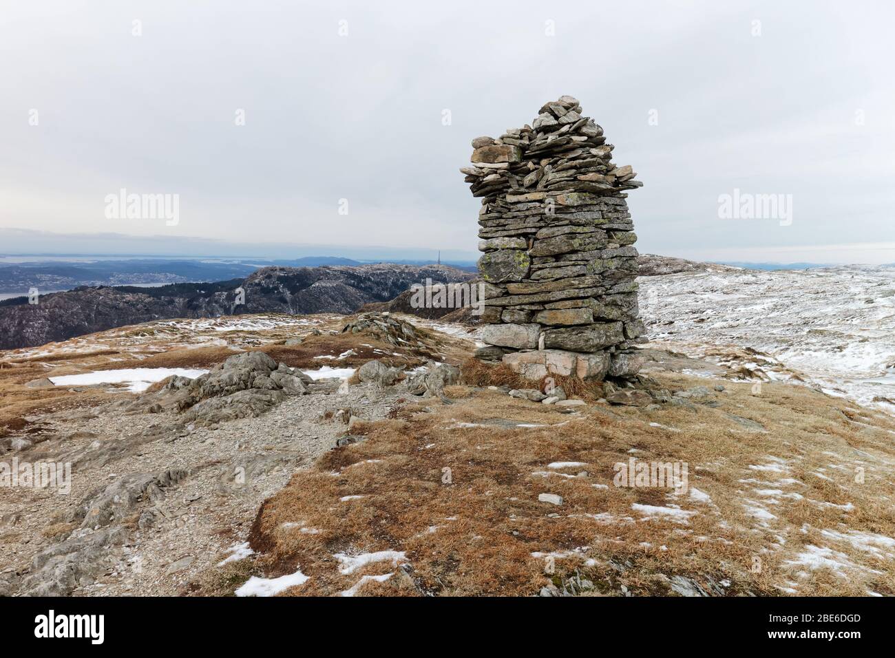 summit marker, stone marker, rock cairn on path to Vidden trail tour ...
