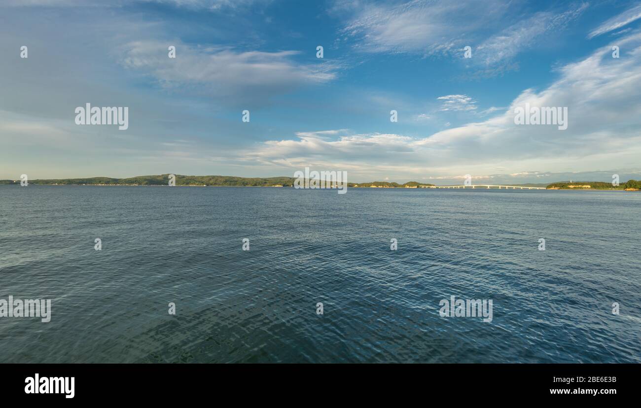 Panoramic view of Noto Island from Nanao. Byobu seto (Byobu no Seto ...